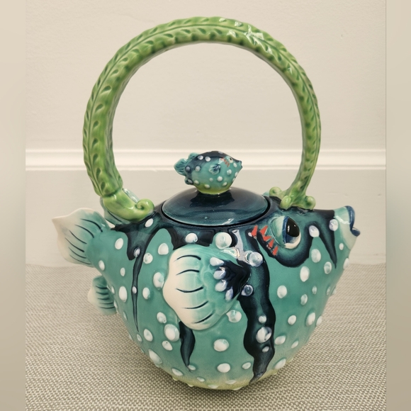 Blue Sky | Kitchen | Blue Sky Jeanette J Mccall Puffer Fish Teapot Set ...